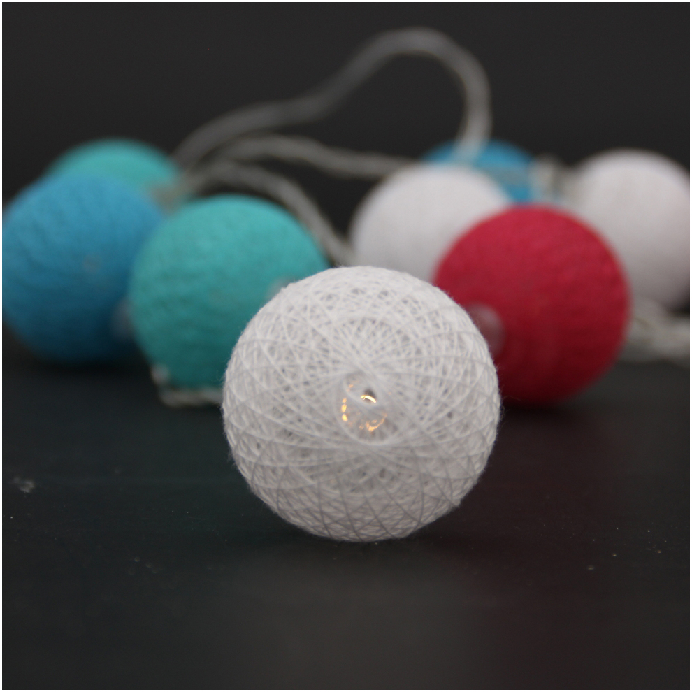 Cotton Ball Light String Christmas Light Holiday Decoration Ball String ...