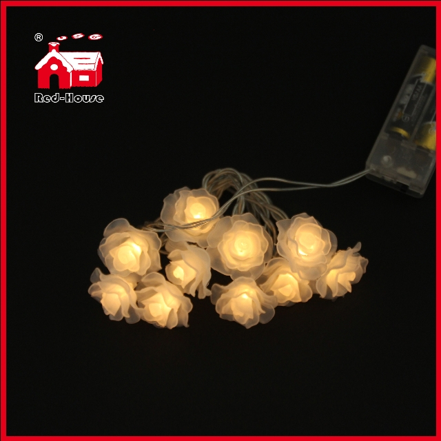 10 Simulation Pink Rose LED Battery Light String Flower Christmas Light ...
