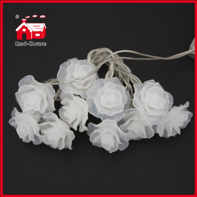 10 Simulation Pink Rose LED Battery Light String Flower Christmas Light ...
